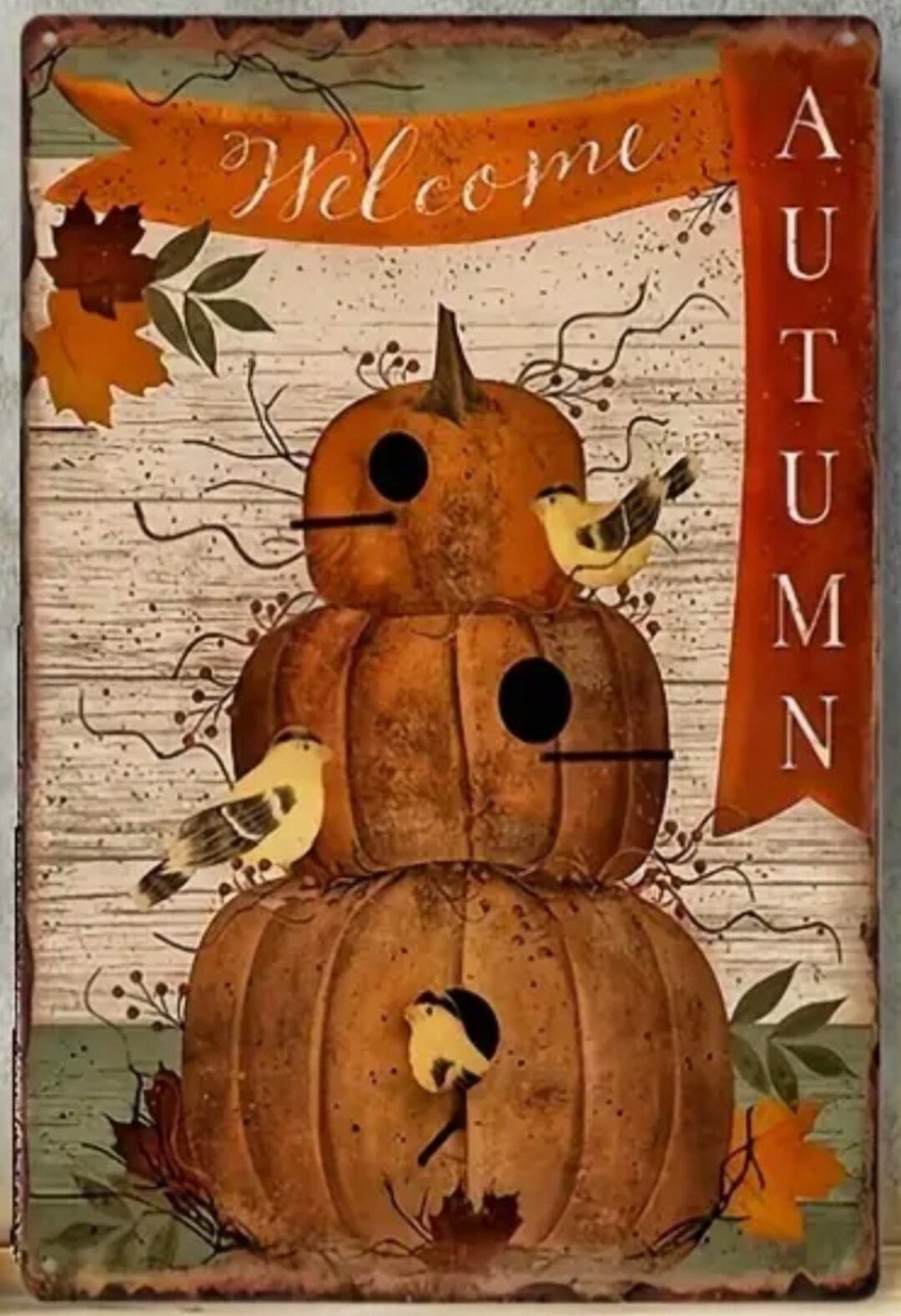 Fall Primitive Pumpkin Sign Fall Pumpkin Birds Sign - Etsy