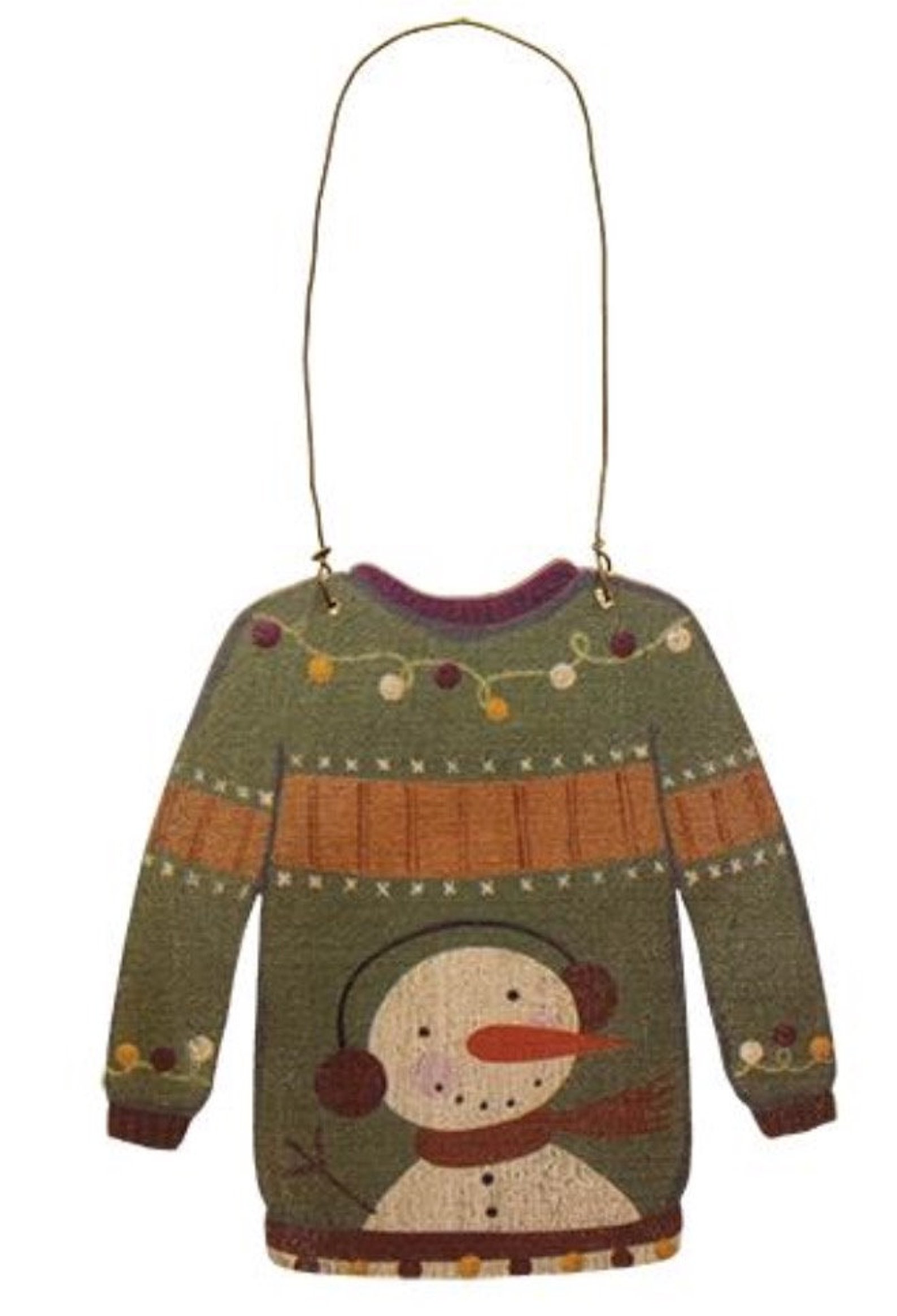 Primitive Christmas Snowman Sweater Christmas Tree Ornament - Etsy