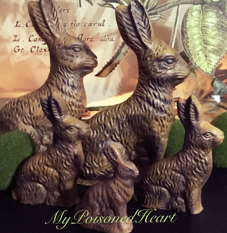 Set 3 Med. Primitive Faux Chocolate Bunny Rabbit Tiered Tray - Etsy