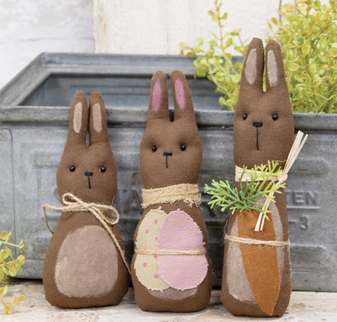 Set 3 Primitive Grungy Bunny Dolls Primitive Eggs Folk Art - Etsy