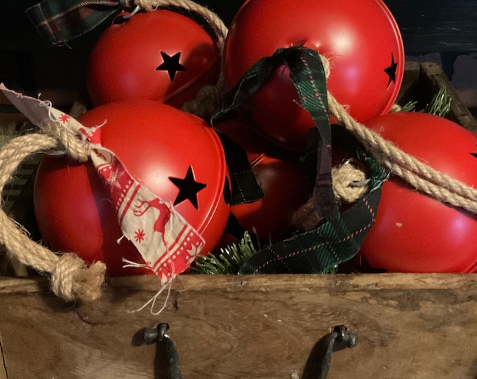Huge 7 Inch Rusty Jingle Bell W/star Cutouts Primitive Winter Holiday ...