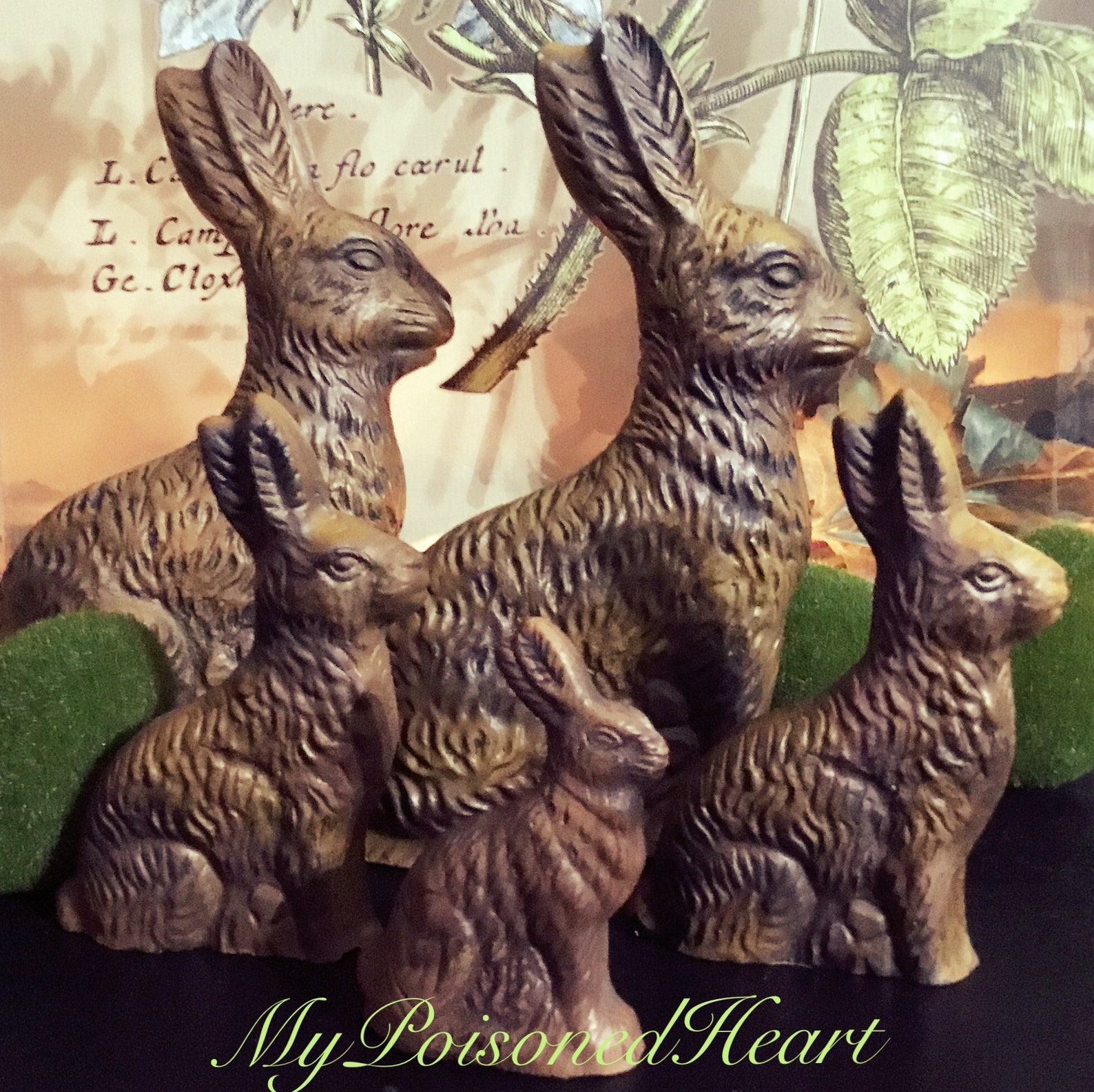 Set 3 Med. Primitive Faux Chocolate Bunny Rabbit Tiered Tray - Etsy