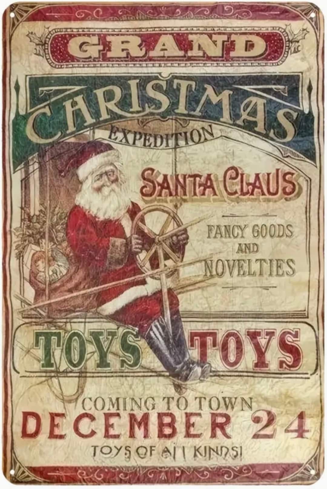 Vintage Retro Style Santas Workshop Metal Sign Christmas Santas Toys ...