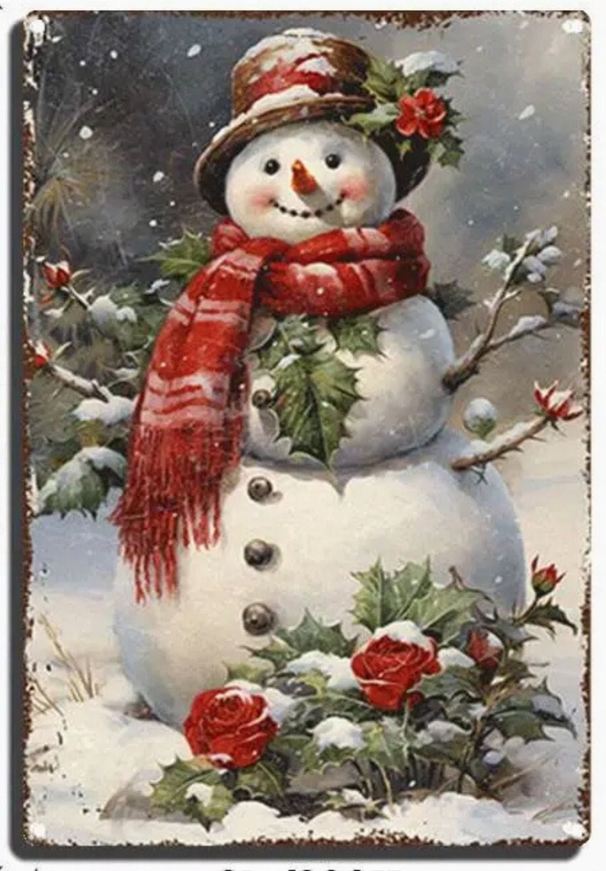 Vintage Retro Style Snowman Metal Sign Primitive Snowman Sign - Etsy