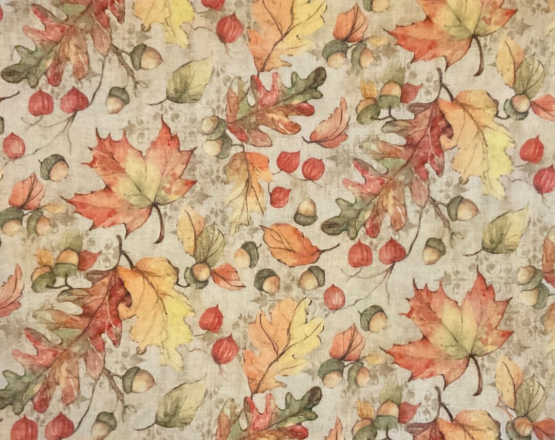 Autumn Leaves Fabric 1/2 Yard Fall Berries Leaves Fabric - Etsy