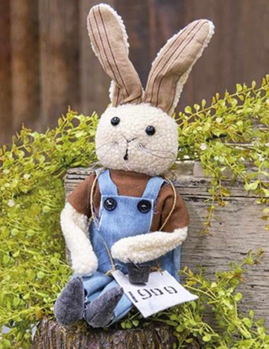 XL Primitive BUNNY DOLL Rabbit Bunny Denim Overalls - Etsy