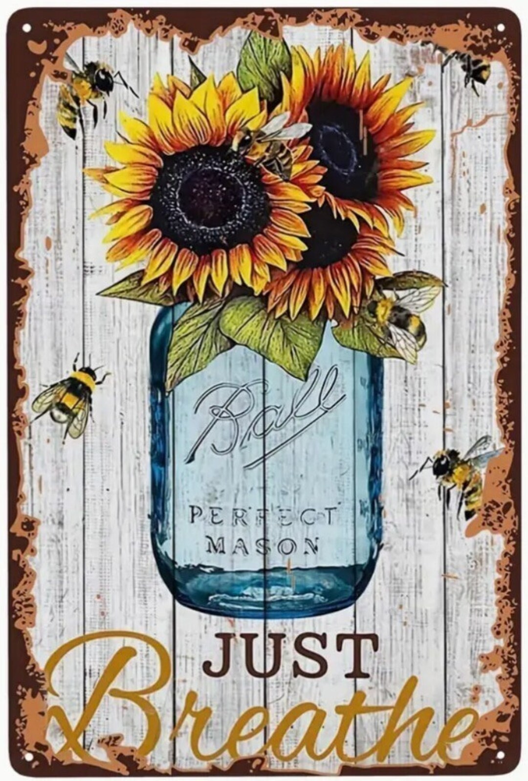 Vintage Retro Style Sunflowers Metal Sign Summer Ball Mason Jar Sign - Etsy