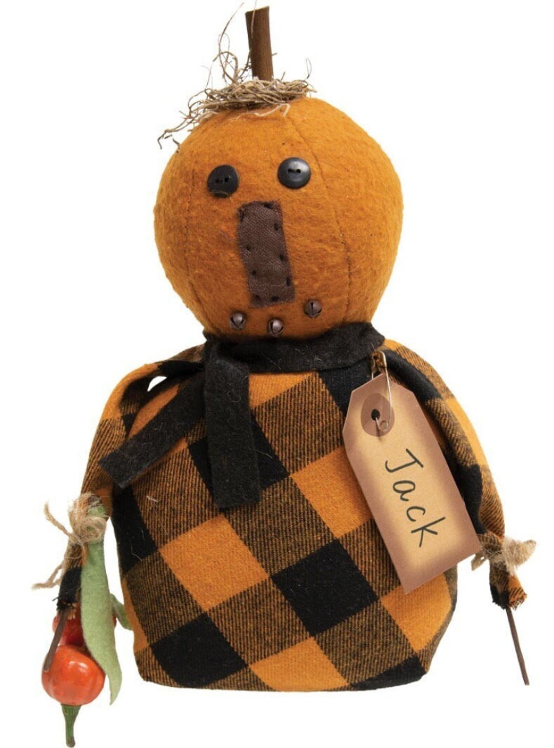 Sm. Primitive Little Jack Pumpkin Man Folk Art Pumpkin Doll Halloween ...