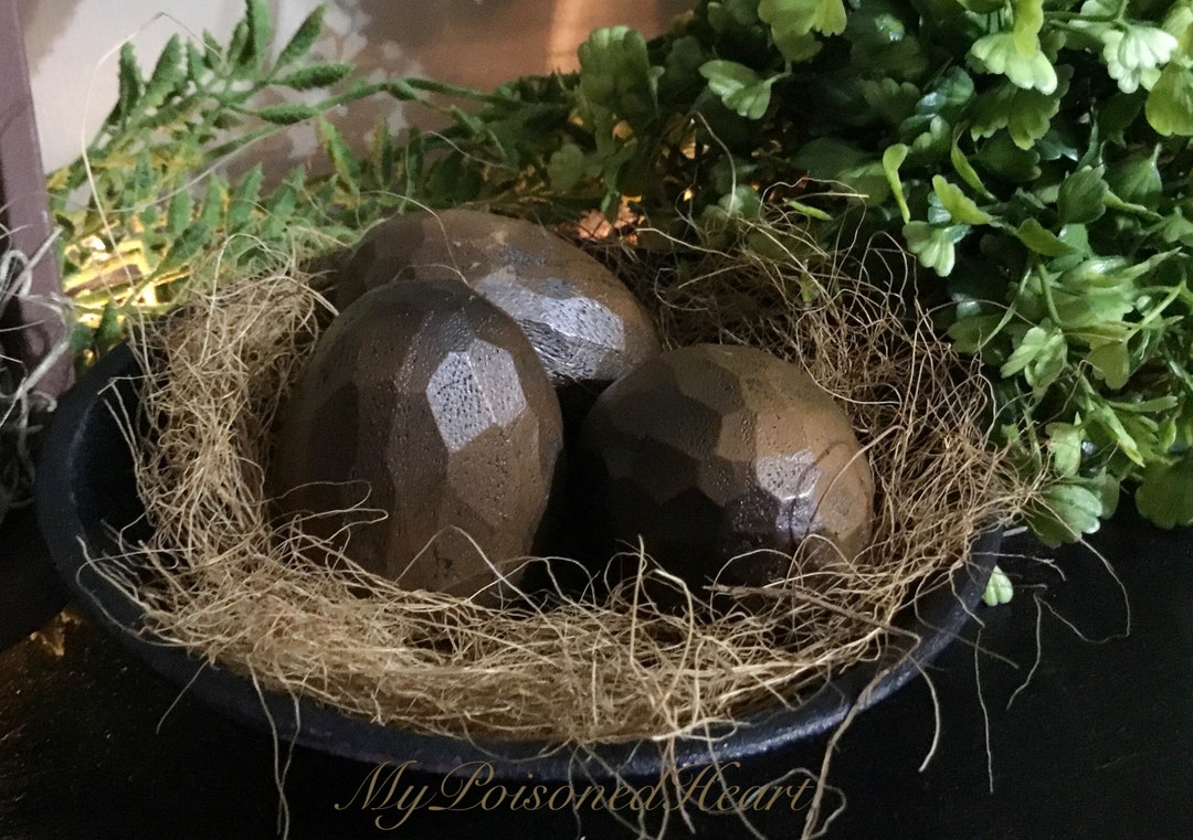 3 Lg. Primitive Farmhouse Rustic Wooden Brown Eggs - Etsy