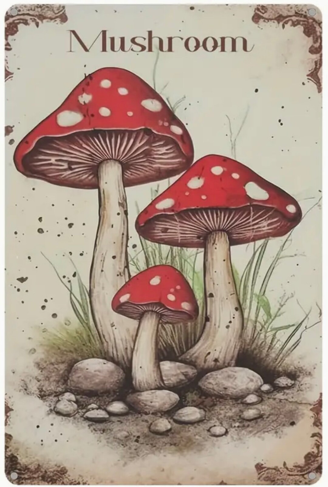 Vintage Retro Style Mushrooms Metal Sign Toadstool Mushroom Sign - Etsy