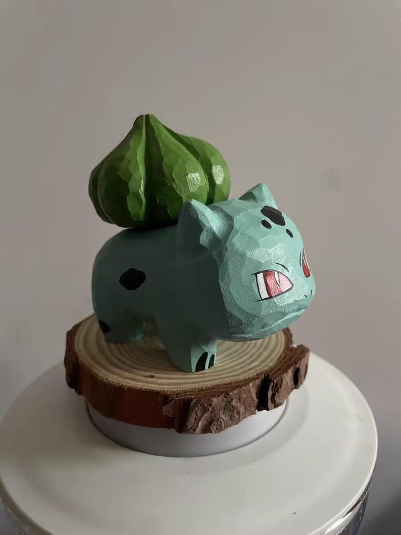 Handmade Bulbasaur Wood Carving Eco-friendly Painted Sculpture Unique ...