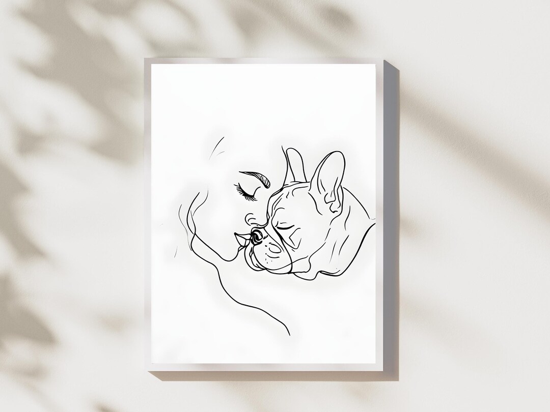 French Bulldog Art Print, Fine Line Art, Gifts for Dog Lovers, Frenchie ...