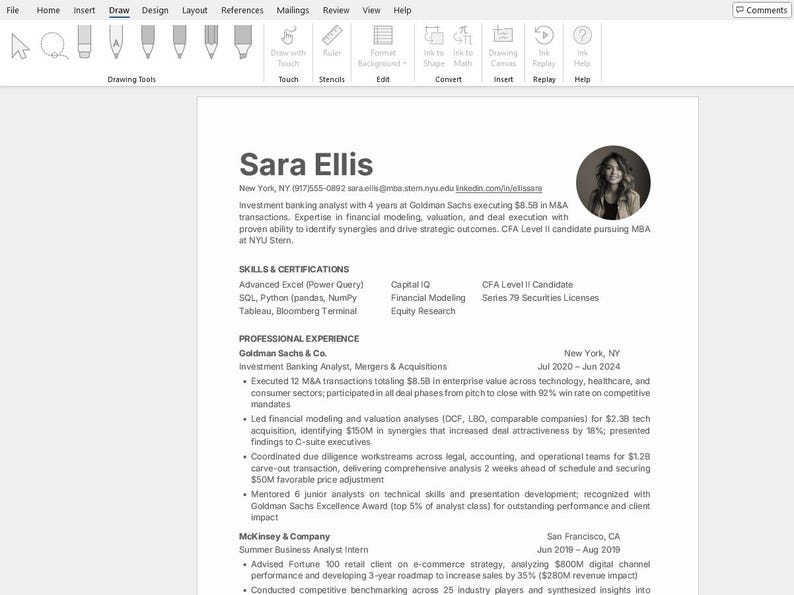 ATS Friendly One Page Resume With Photo | ATS Resume Template Word ...