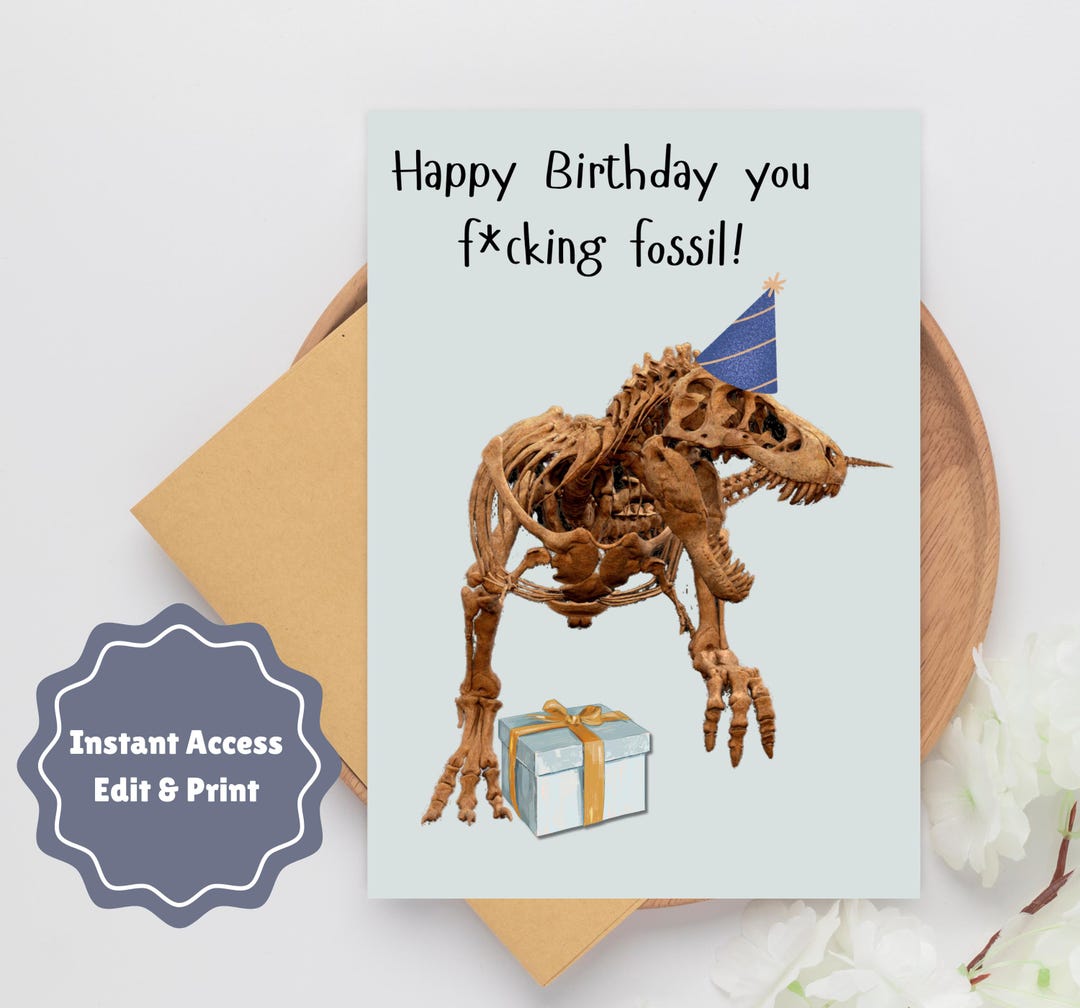 Funny Dinosaur Birthday Card Sarcastic Birthday Card for Him or Her ...