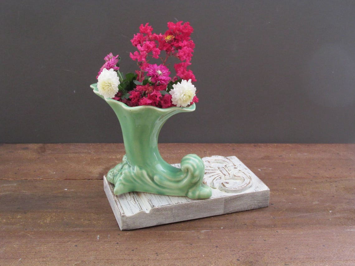 Vintage Art Pottery Vase Cornucopia Planter Thanksgiving | Etsy