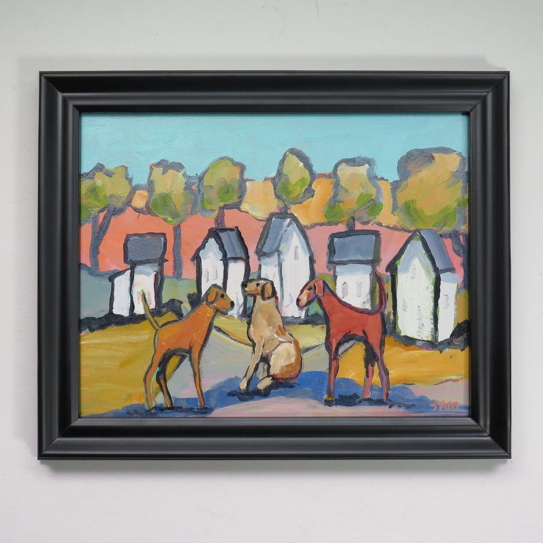 Framed Original Acrylic Painting - "come Sit Stay"- Home Decor ...