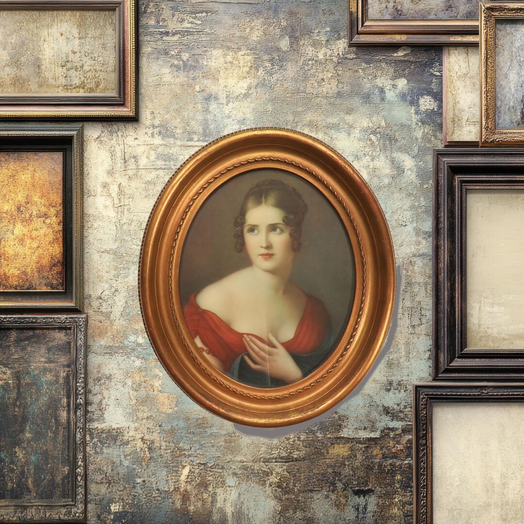 Victorian Woman - Antique Oval Framed Print - Antique Picture Frame ...