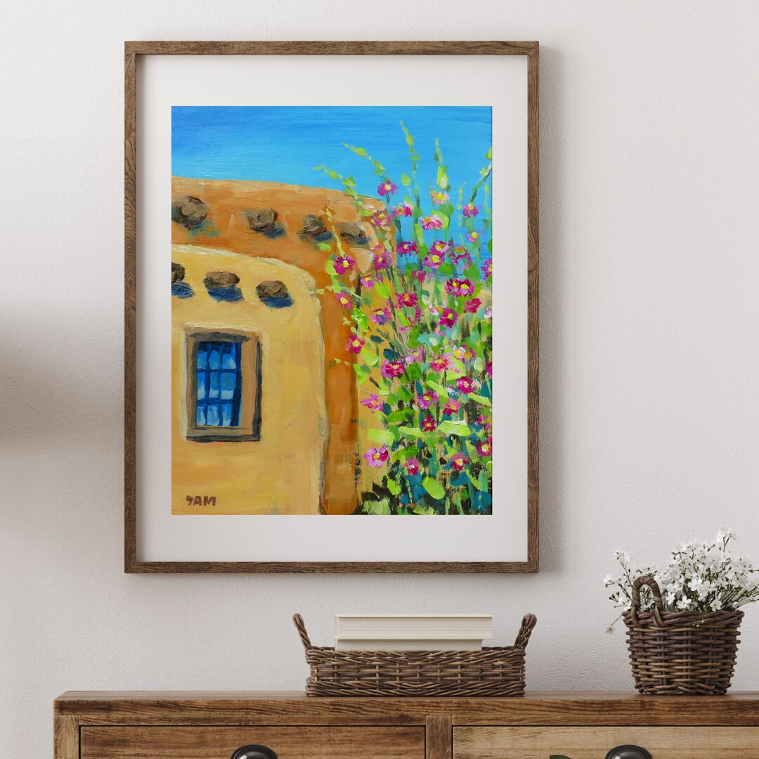 Art Southwestern Style - "hollyhocks at Old Tucson”- Giclée Print ...