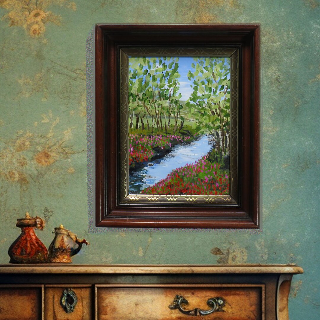 Original Painting Antique Framed Wall Art Landscape trillium Gap Trail ...