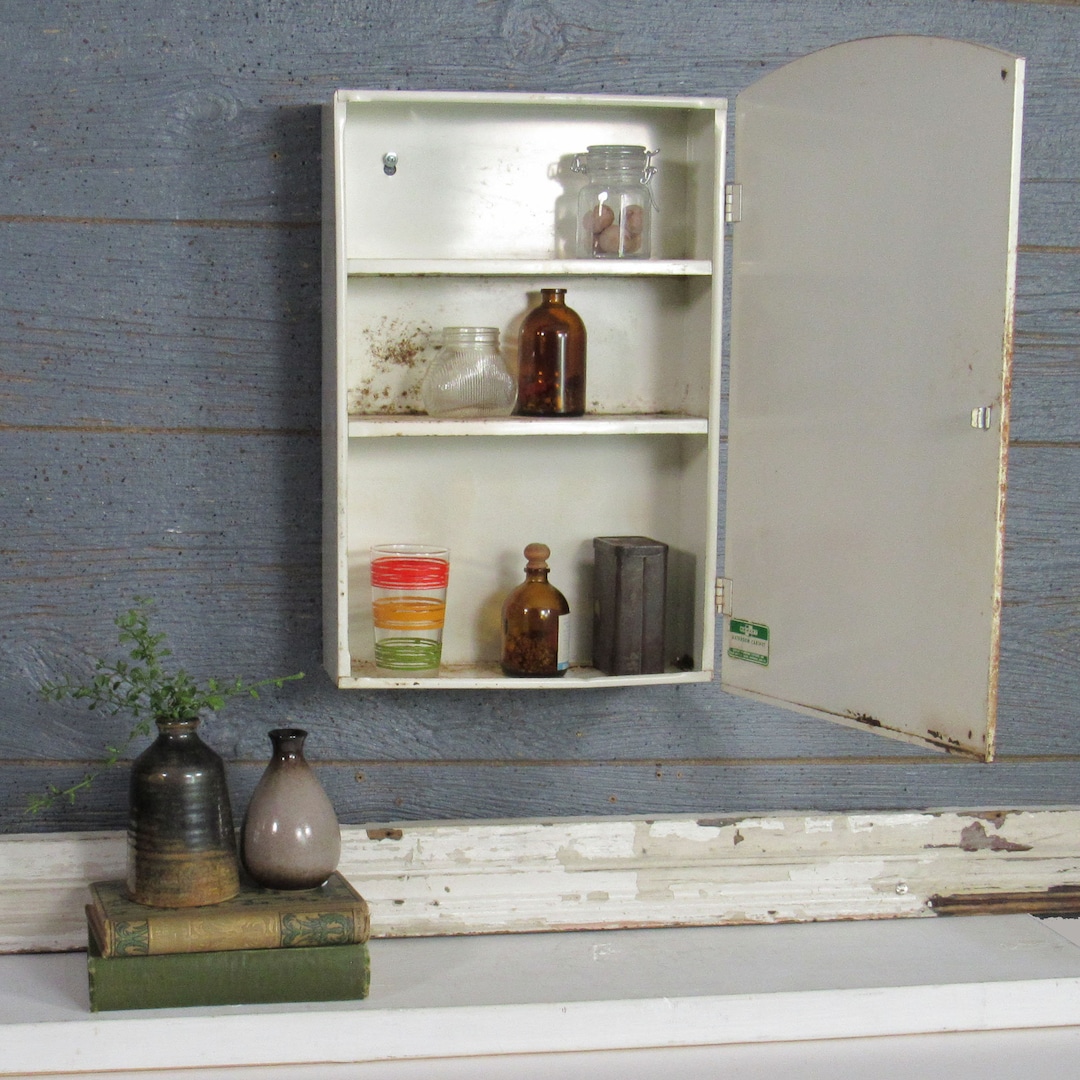 Vintage Metal Medicine Cabinet Medicine Cabinet Curved Top Mirror - Etsy