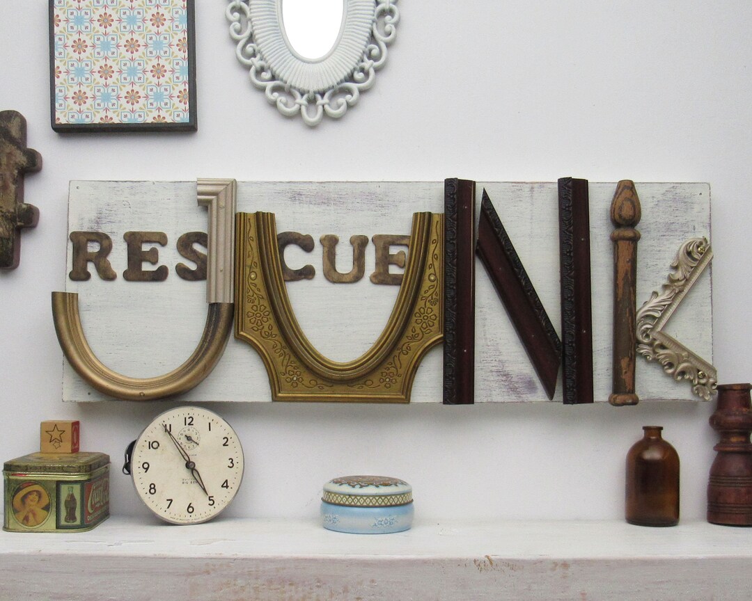 JUNK RESCUE Sign - Assemblage - Wall Art -junk (aka Treasure) - Etsy