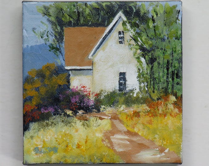 Original Art - Decorative Wall Art - "little Wooded Cottage”- Painting ...