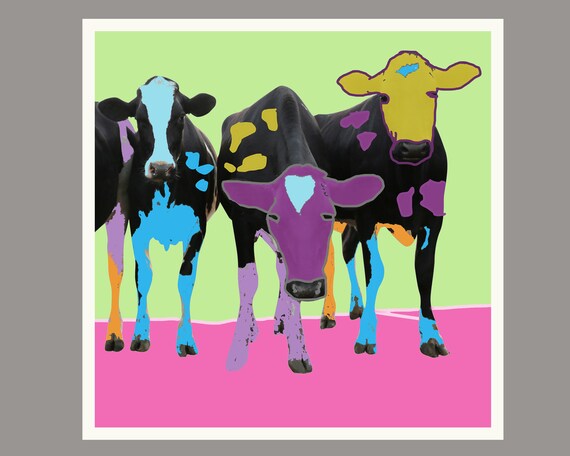 Original Digital Art Pop Art cows Wall Art | Etsy