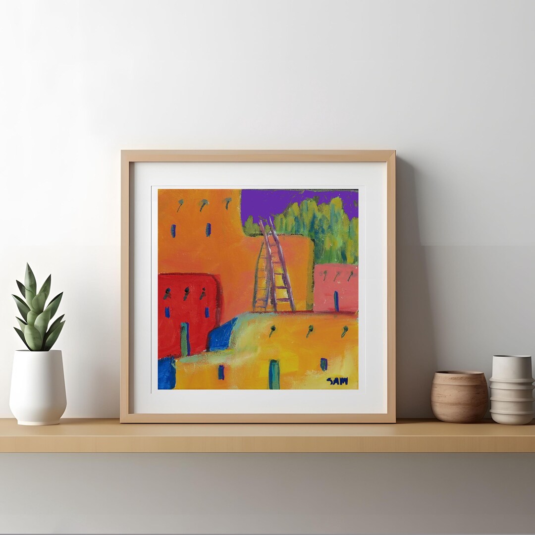 Southwest - "pueblo Village ”- Giclée Print -southwestern Wall Art ...