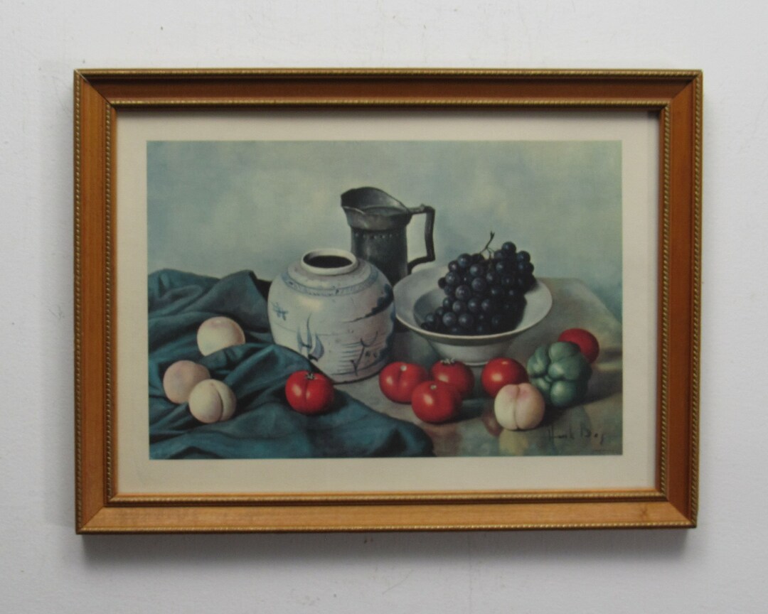 Vintage Framed Lithograph Vintage Frame Still Life Picture Frame ...
