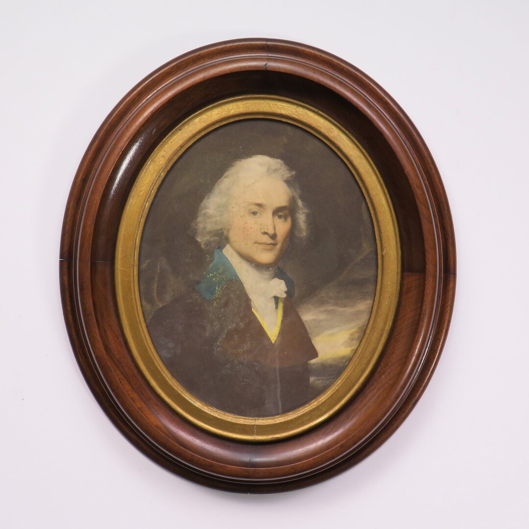 Antique Framed Portrait Print/lithograph Oval Picture Frame Antique ...