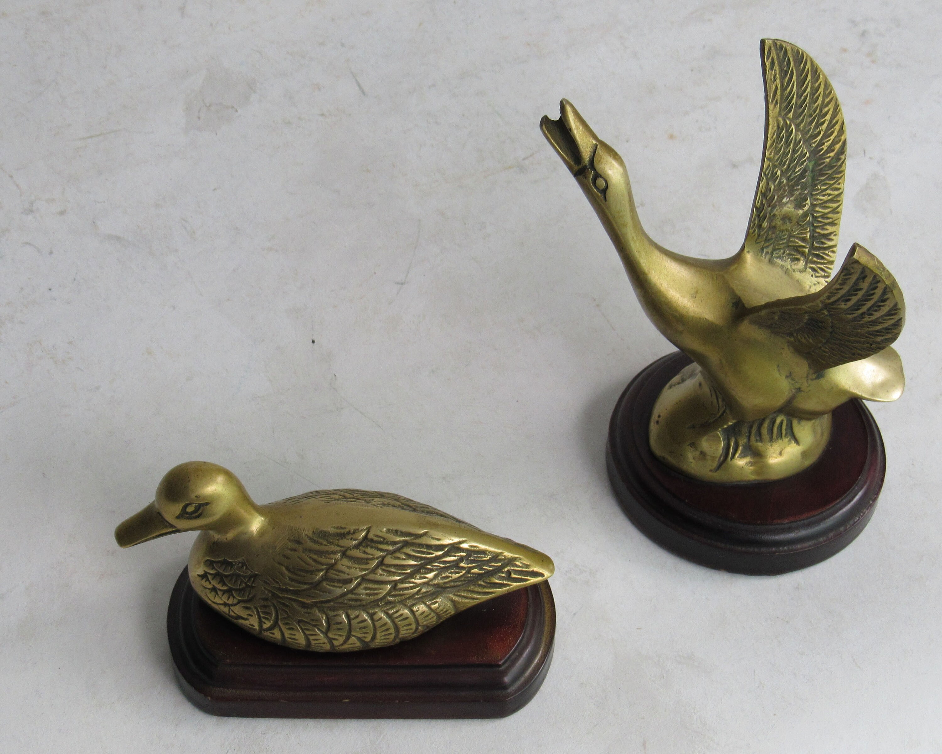 Vintage home decor classic animals Brass Ducks Wooden Base | Etsy