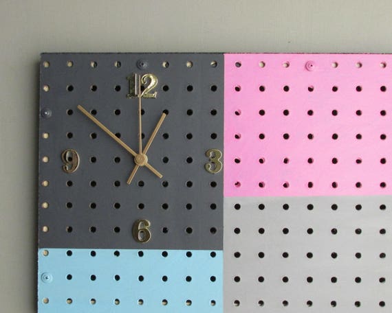 Unusual Gift Pegboard Organizer /clock Light | Etsy