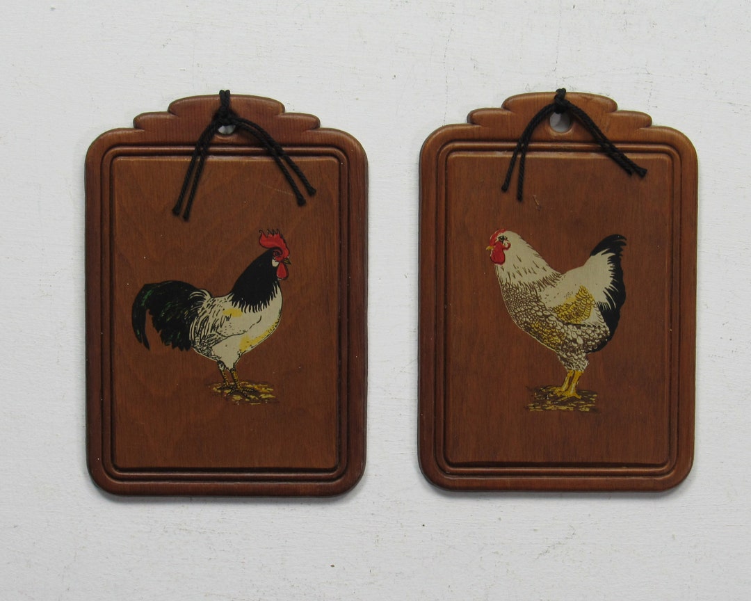 Unique Wall Art Folk Art Retro Wall Plaques Set of 2 - Etsy
