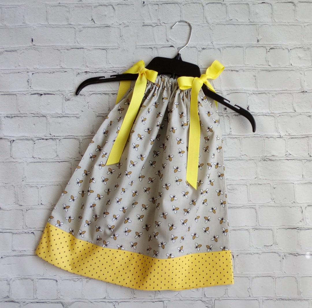 Pillowcase Dress With Bumblebees, Little Girls Dress, Bumble Bee Dress ...