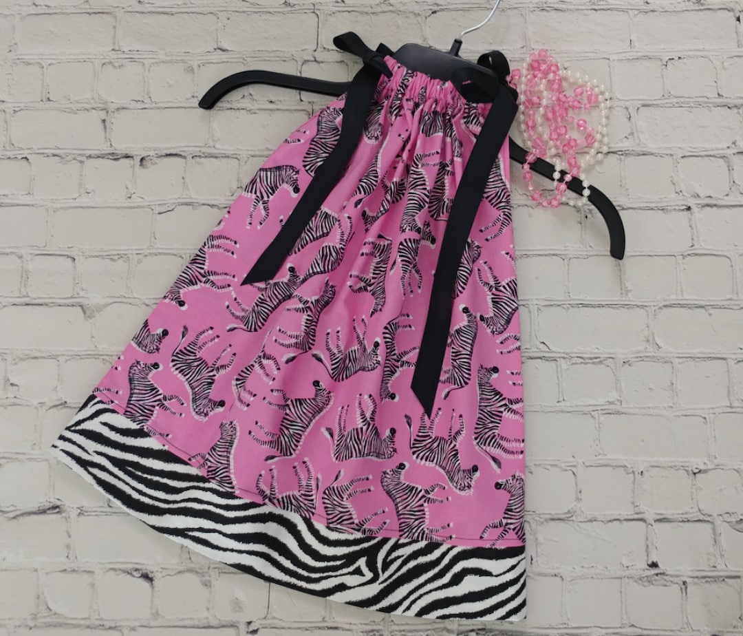 Girls Zebra Pillowcase Dress, Toddler Girls Animal Print Dress, Pink ...