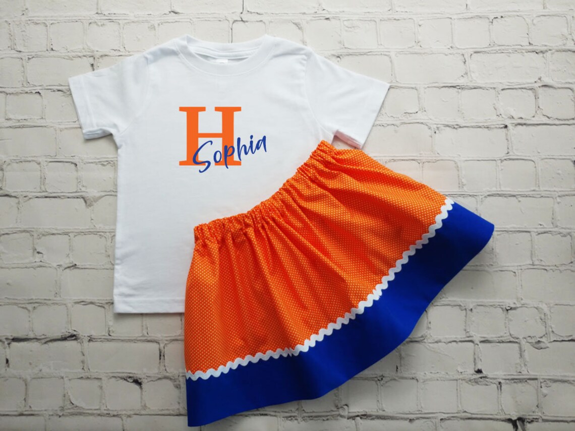 Girls Monogram Outfit Personalized Toddler Tee and Skirt - Etsy
