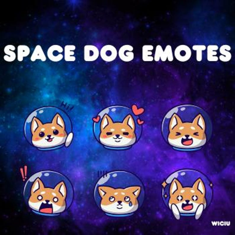 Space Dog Emotes | Cute Twitch Emote Pack for Streamers | Funny Dog ...