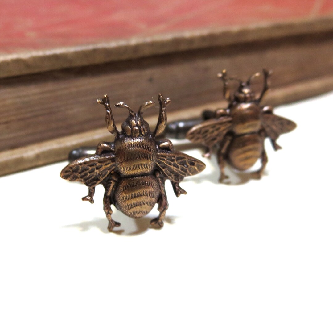 Bumble Bee Cufflinks - Honey Bee - Antiqued Brass / Brass Ox Cuff Links ...