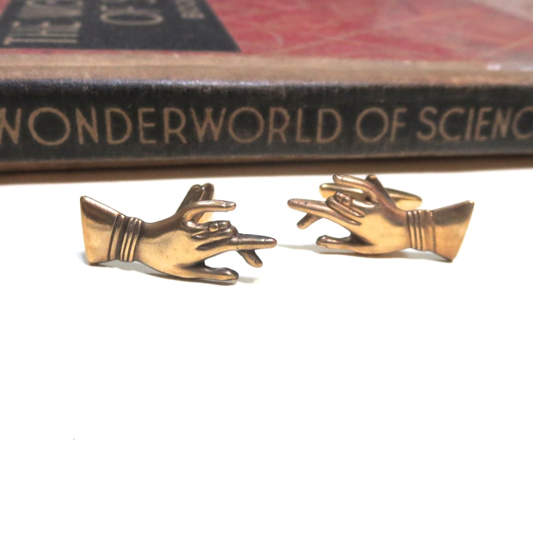 Raw Brass Victorian Art Deco Hand Cuff Links - Small Hands Cufflinks ...