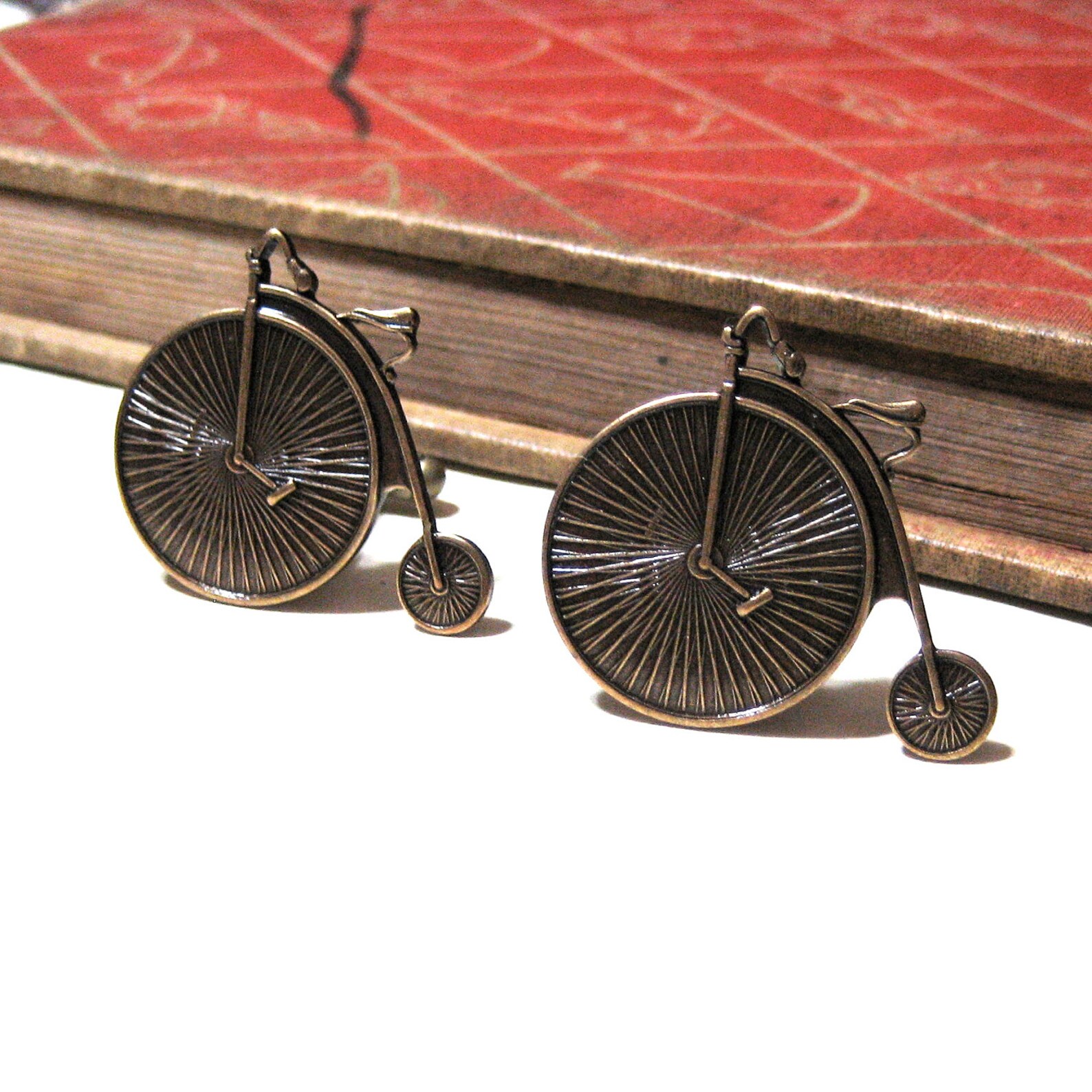 High Wheel Bicycle Cuff Links - Antiqued Brass Bike Cuff Links ...