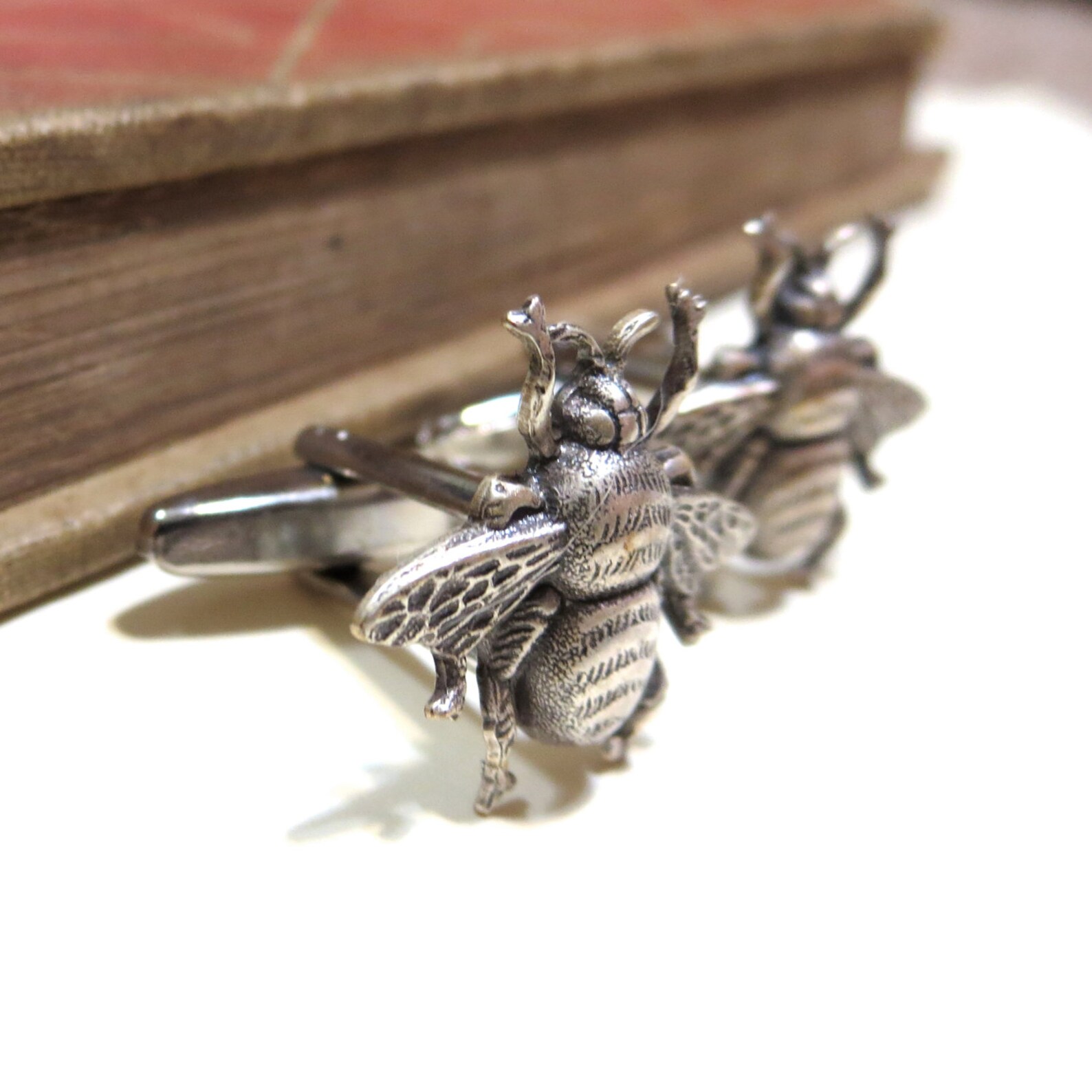 Antiqed Silver Bumble Bee Cufflinks - Honey Bee - Silver Ox Cuff Links ...