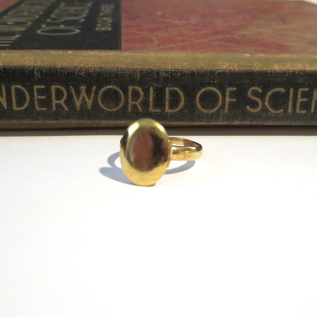 Vintage Oval Locket Ring - Solid Brass - Adjustable - Photo Locket ...