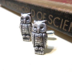 Antiqued Silver Owl Cuff Links - Soldered - Bird Steampunk Victorian ...