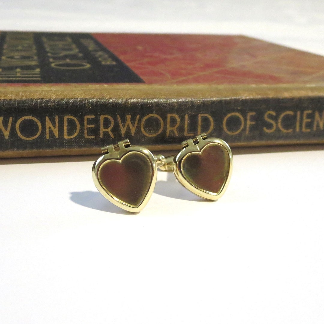Vintage Heart Locket Cufflinks - Raw Brass - Adjustable - Photo Locket ...