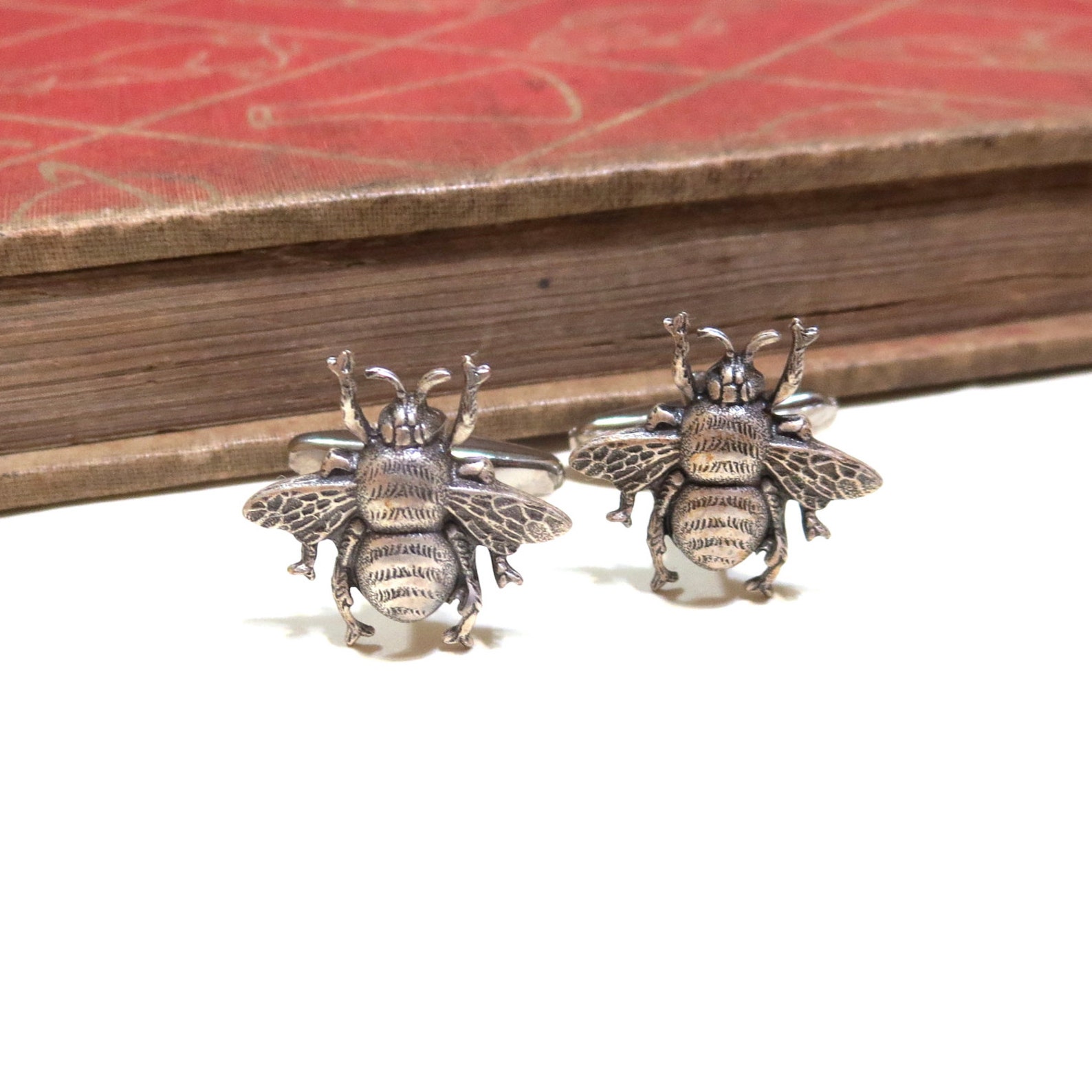Antiqed Silver Bumble Bee Cufflinks Honey Bee Silver Ox - Etsy
