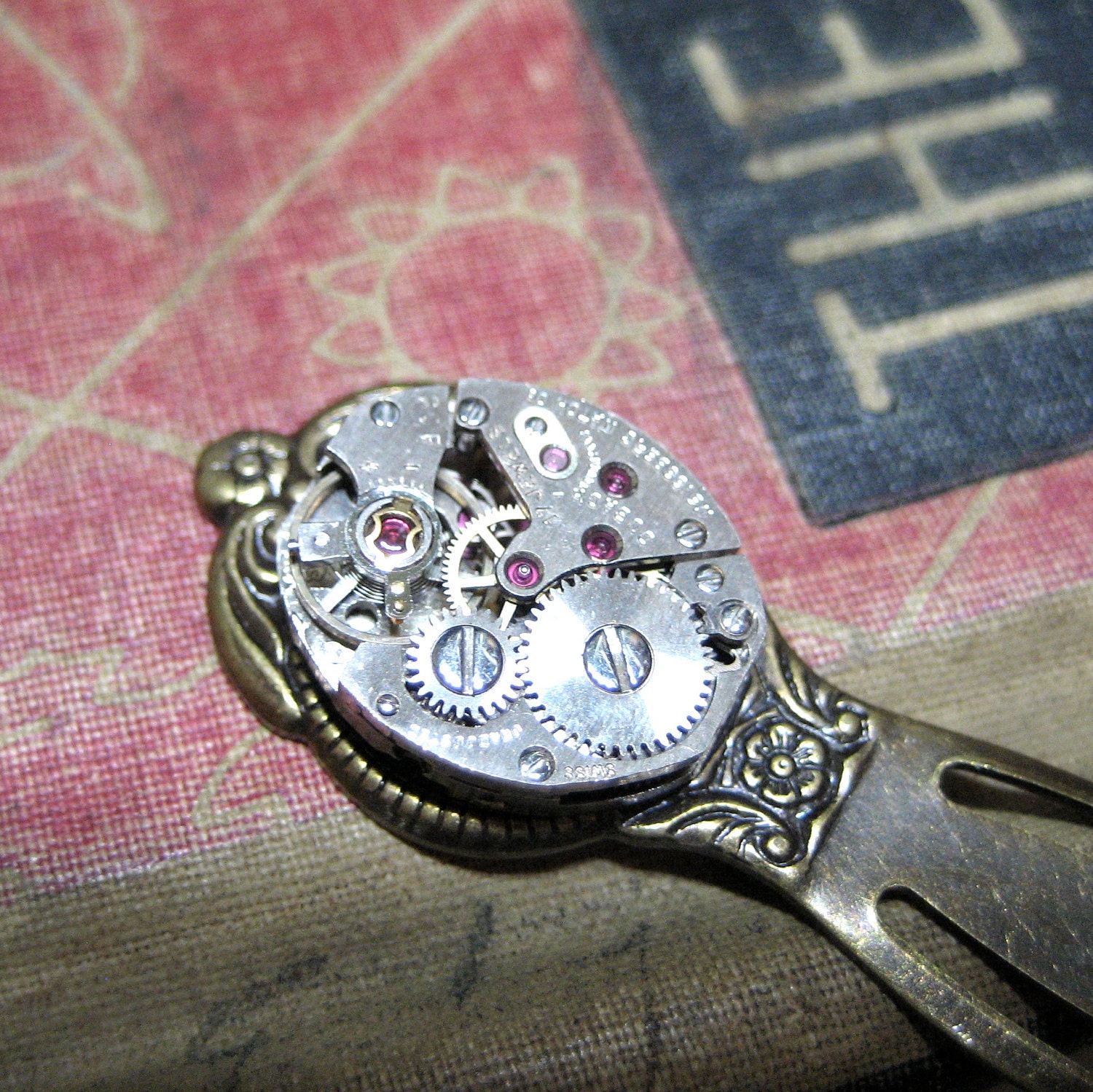 Vintage Watch Movement and Ornate Antiqued Brass Bookmark - Etsy