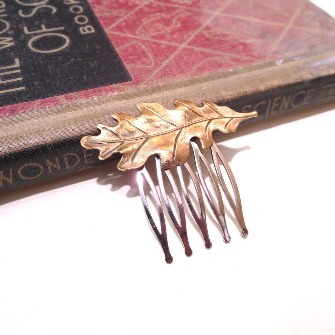 Raw Brass Oak Leaf Hair Comb - Wedding Evening - Plant - Nature ...
