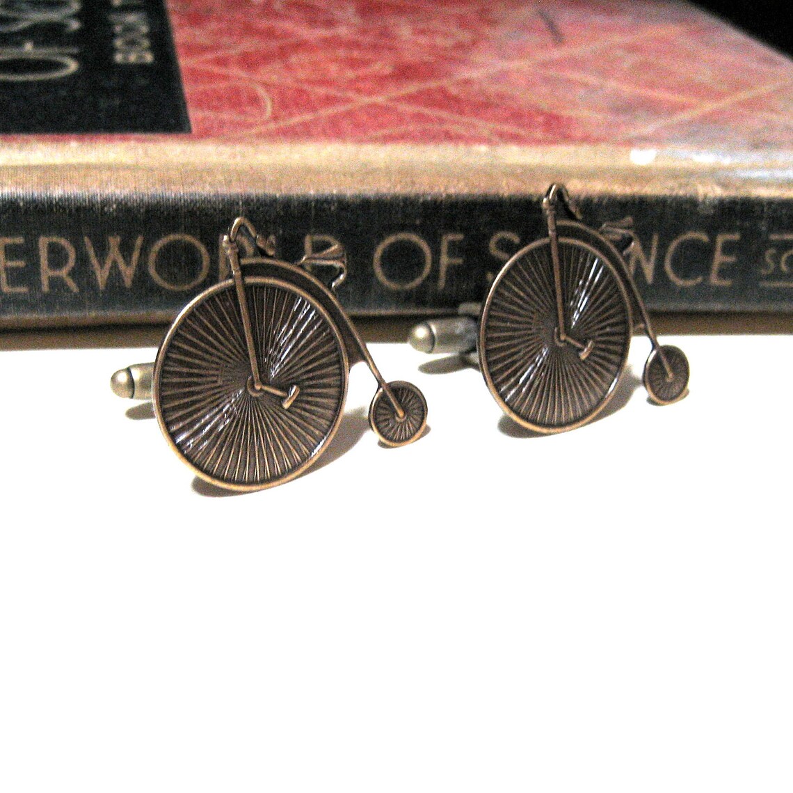 High Wheel Bicycle Cuff Links - Antiqued Brass Bike Cuff Links ...