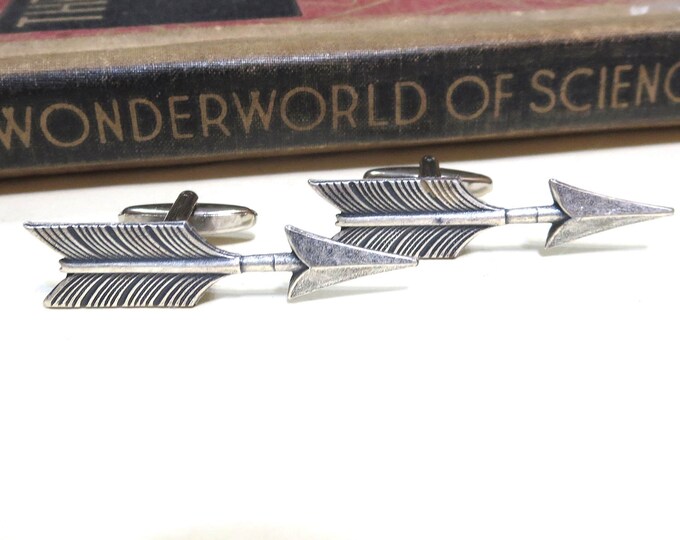 Antique Silver Arrow Cuff Links - Bow and Arrow Cufflinks - Wedding ...