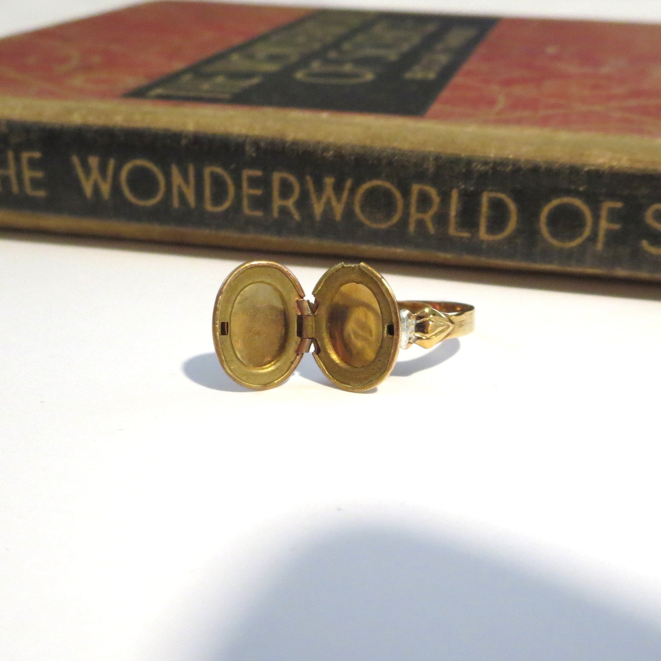 Vintage Oval Locket Ring - Solid Brass - Adjustable - Photo Locket ...